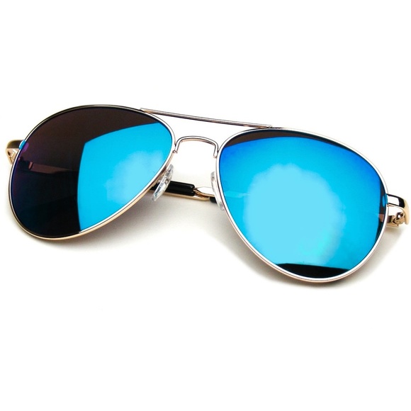 Accessories | Ice Blue Flash Mirror Lens Classic Aviator Wsilver Frames ...